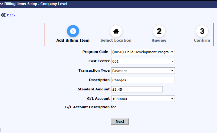 1. How to Create a Billing Item at the company level?